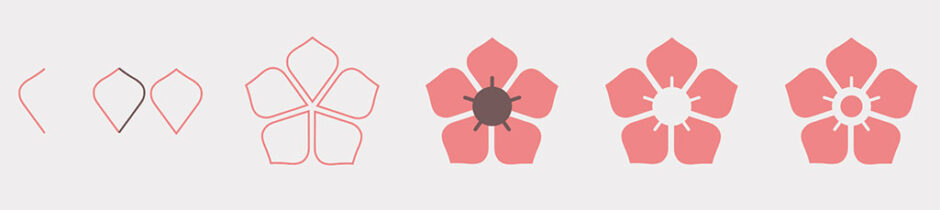 【Illustrator】様々な和風の花びらアイコンを回転コピーで作る方法 | S.Design.Labo